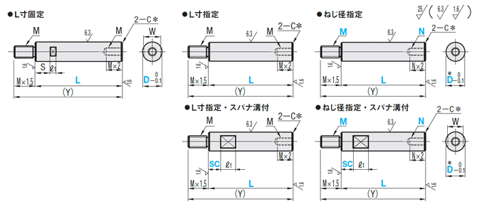 円形支柱－片端おねじ片端めねじ | ミスミ | MISUMI-VONA【ミスミ】