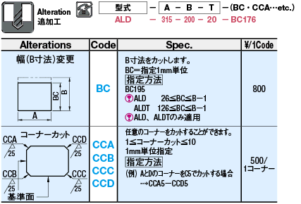 ジュラルミンプレート -A2017P- 寸法フリー指定タイプ | ミスミ | MISUMI-VONA【ミスミ】