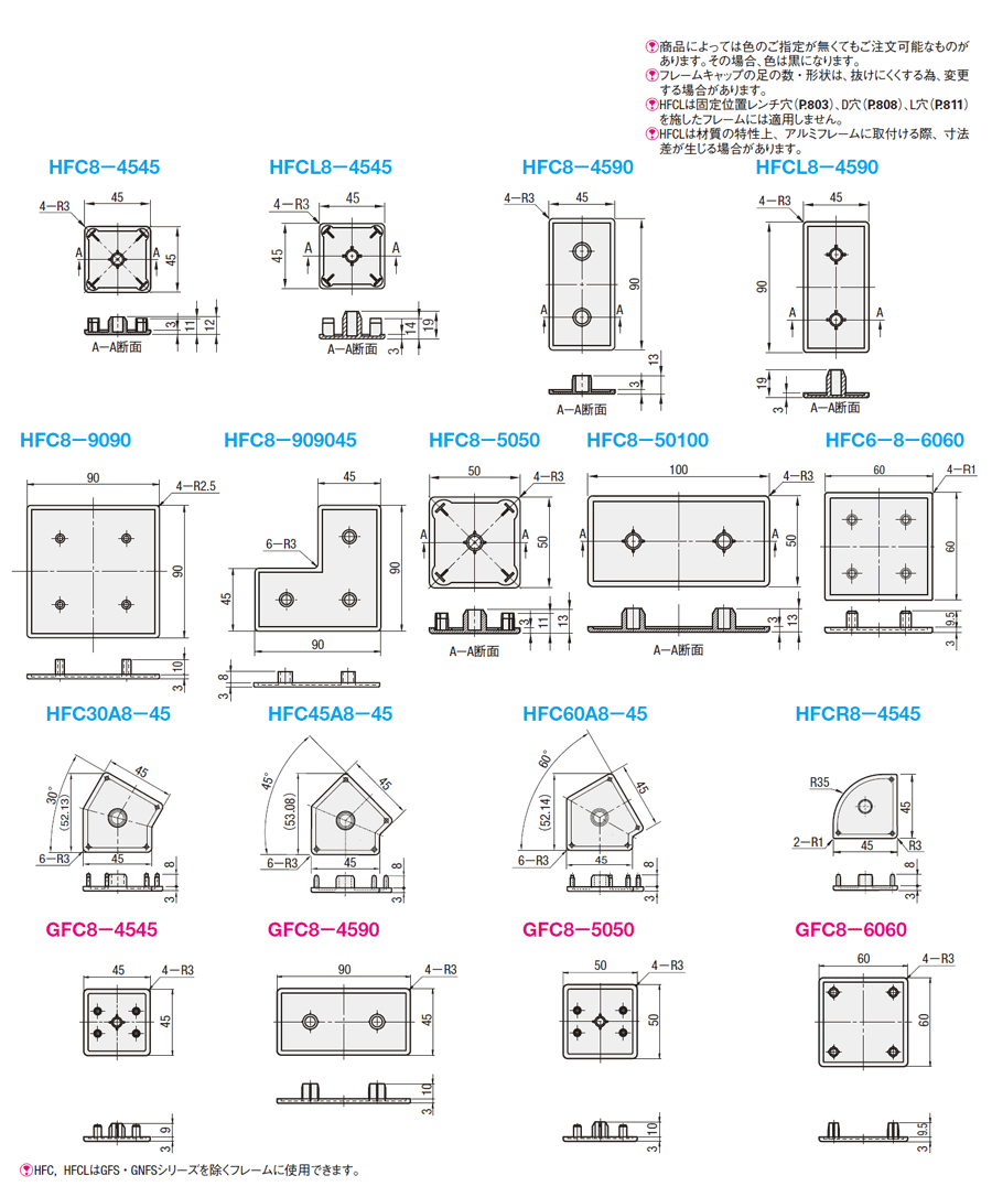 HFC8-4545-B | 8－45シリーズ（溝幅10mm） アルミフレーム用フレームキャップ | ミスミ | MISUMI-VONA【ミスミ】