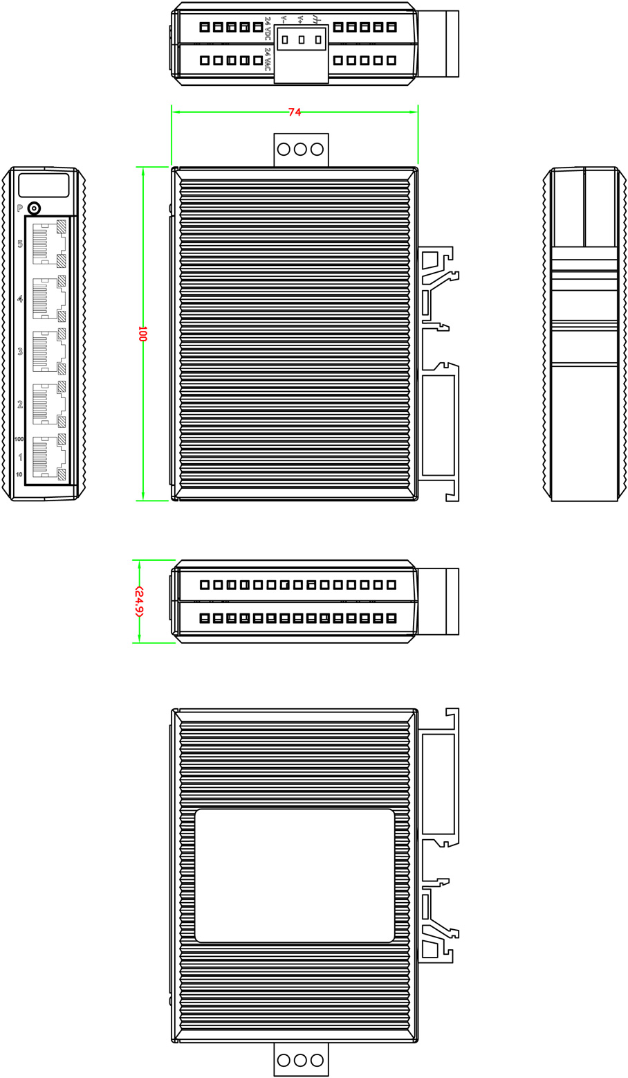 IESH-MB205-R | 5/8ポート10/100Mアンマネージド産業用スイッチングハブ IESH-MB205/208-R | ミスミ ...