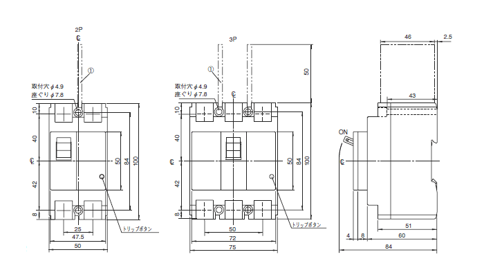 Bw50aag 3p050 G Twin ブレーカ Bwシリーズ Aag 32af 50af 富士電機機器制御 Misumi