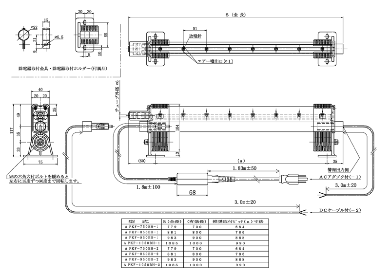 APKF-2350BH-2 | 高圧電源内蔵型直流除電器 APKF／PKF | 春日電機（イオナイザー） | MISUMI-VONA【ミスミ】