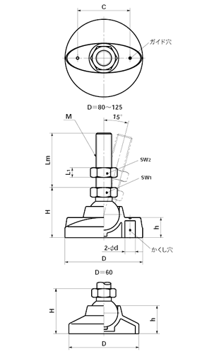 FPM-80-M24X158-GH | レベリングアジャスタ（重荷重・極重荷重タイプ） FPM | 鍋屋バイテック | MISUMI-VONA ...