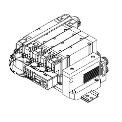 5ポートソレノイドバルブ ベース配管形 プラグインユニット VQ1000・2000シリーズ マニホールド Sキット（シリアル伝送キット ...