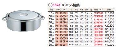 キッチン EBM ヒットライン - 通販 - PayPayモール 18-8 外輪鍋 36cm 手付 キッチン