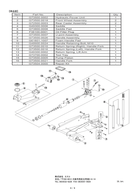 3.5ton/140-559mm トロリージャッキ | エスコ | MISUMI-VONA【ミスミ】
