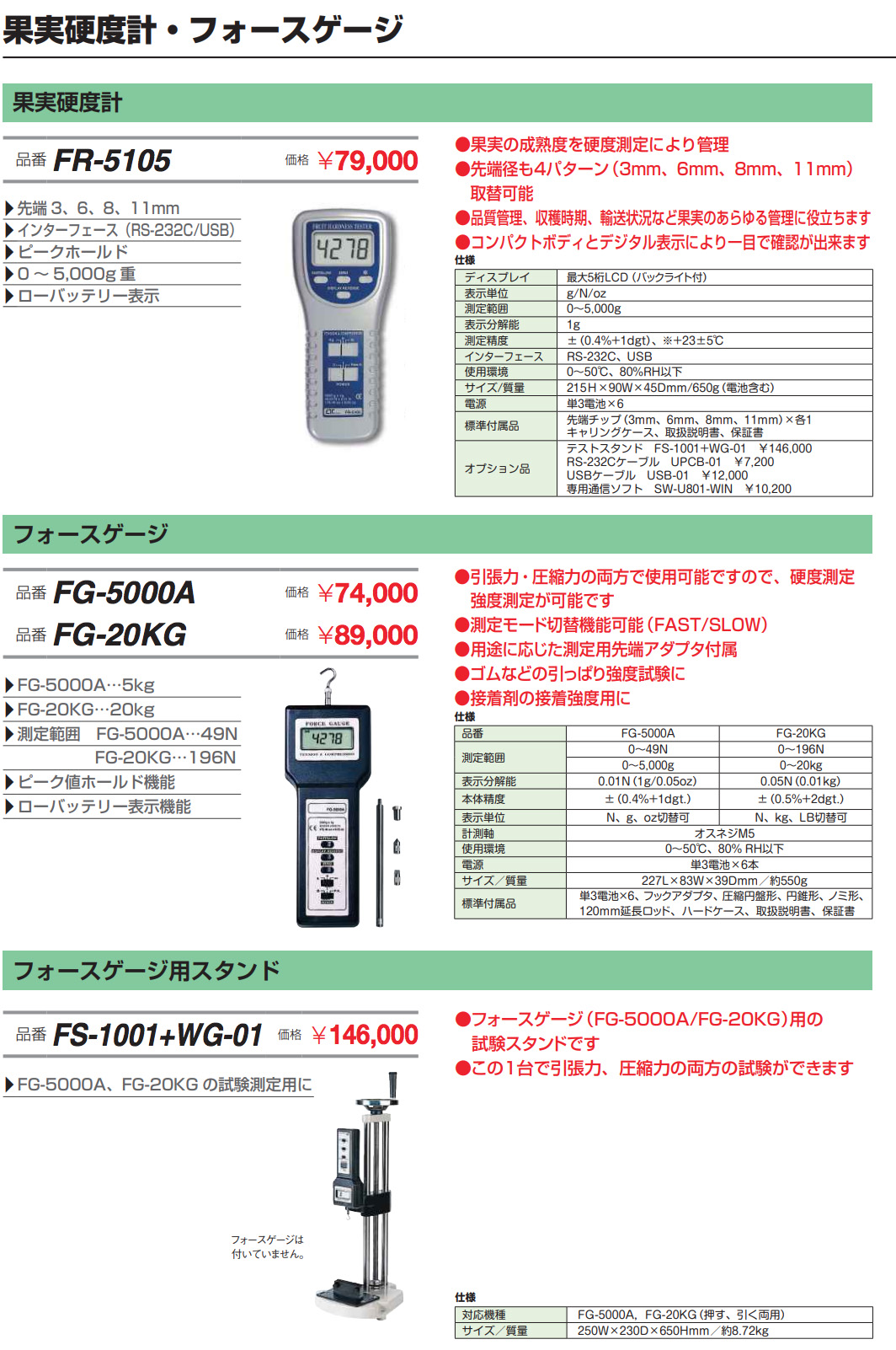 フォースゲージ FG-20KG | 東京硝子器械 | MISUMI-VONA【ミスミ】
