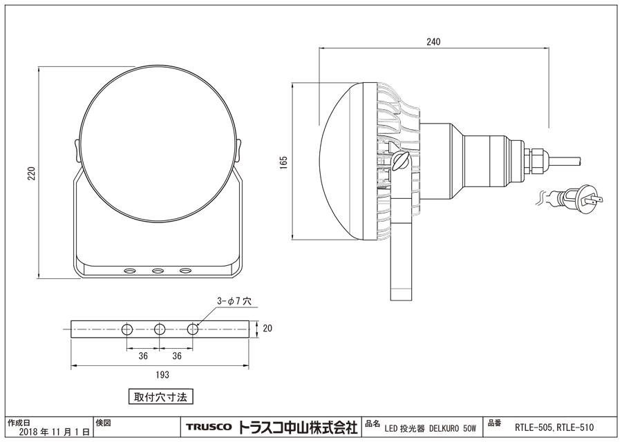 TRUSCO LED投光器"DELKURO（デルクロ）" | トラスコ中山 | MISUMI-VONA【ミスミ】