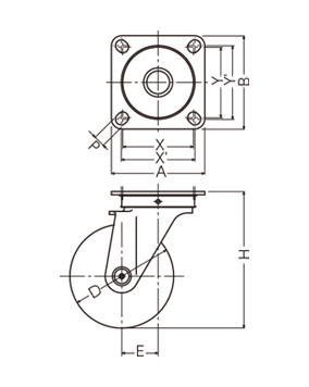 420S-UB125 | 平付けプレートタイプキャスター 420S・413S 車輪径100～150mm | ハンマーキャスター | MISUMI-VONA【ミスミ】