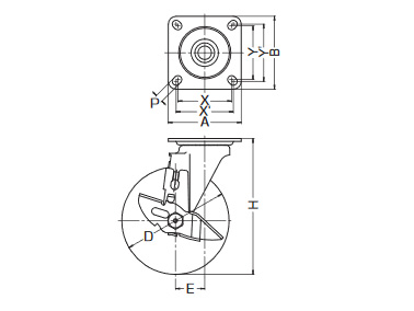 4132S-1R150 | 軽量キャスター 420 2S・413 2S・420SR 車輪径100～150mm | ハンマーキャスター | MISUMI-VONA【ミスミ】