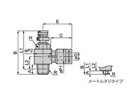 JNC6-M5W | 標準タイプ スロットルバルブ エルボ | 日本ピスコ | MISUMI-VONA【ミスミ】