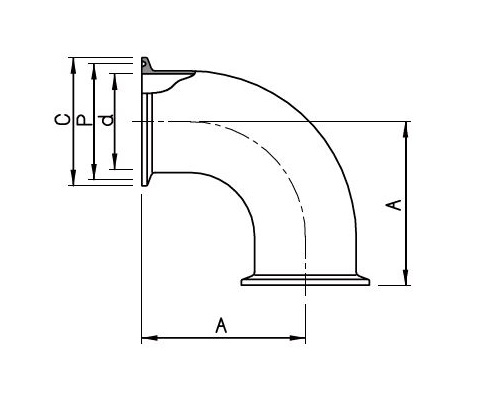 2CMD/2S-304 | 304/2P/C/ヘルール付90°エルボ | トーステ | MISUMI-VONA【ミスミ】