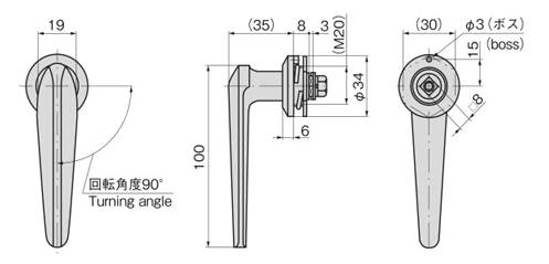 三筋ハンドル A-22 | タキゲン製造 | MISUMI-VONA【ミスミ】
